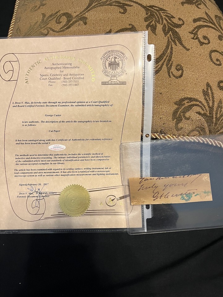 General George Custer Hand Signed Cut W/COA | eBay