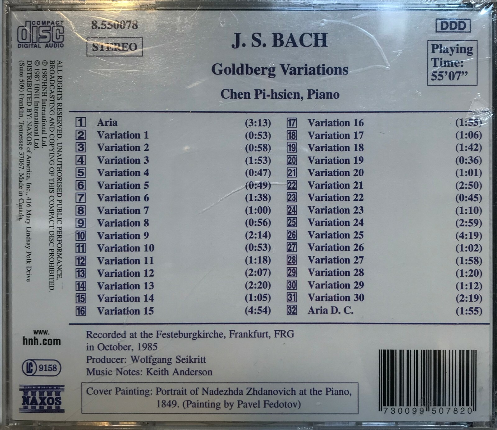 J.S. Bach: Goldberg Variations (CD, Feb-1994, Naxos (Distributor)) for ...