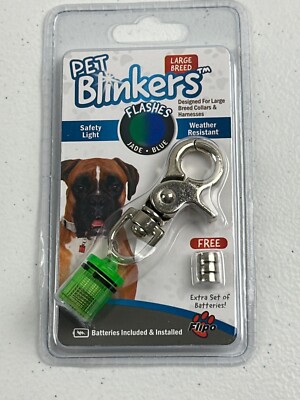 Pet Blinker Large Breed Safety Light Flashes Jade & Blue For Large Dog ...