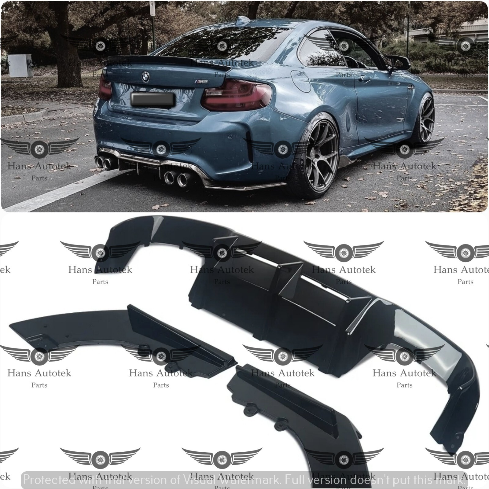 GLOSS-BLACK MTC Style Rear Diffuser For BMW F87 M2 & M2 Competition ...