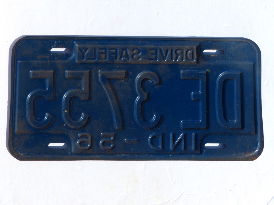 Used 56 1956 Allen County Indiana Pass. Car License Plate # DE 3755 ...