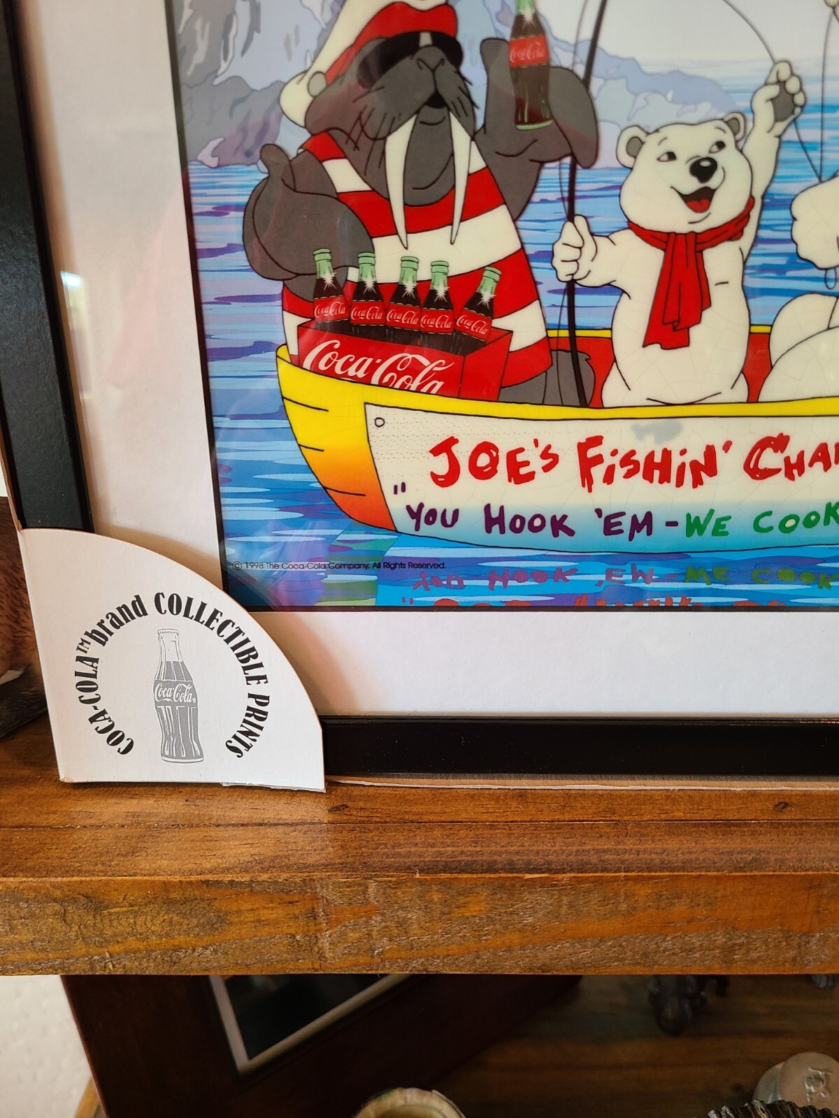 1998 Coca Cola Serigraphic Print “Joe’s Fishin Charter You Hook Em”" we ...