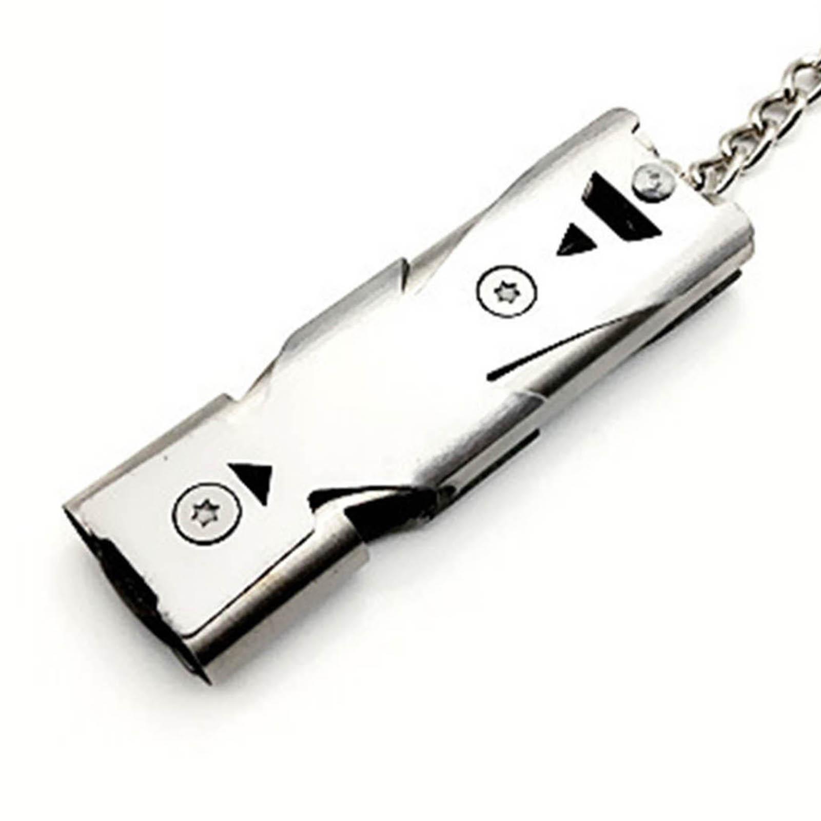 5xDouble Pipe Whistle Lifesaving Emergency SOS Outdoor Survival silver ...