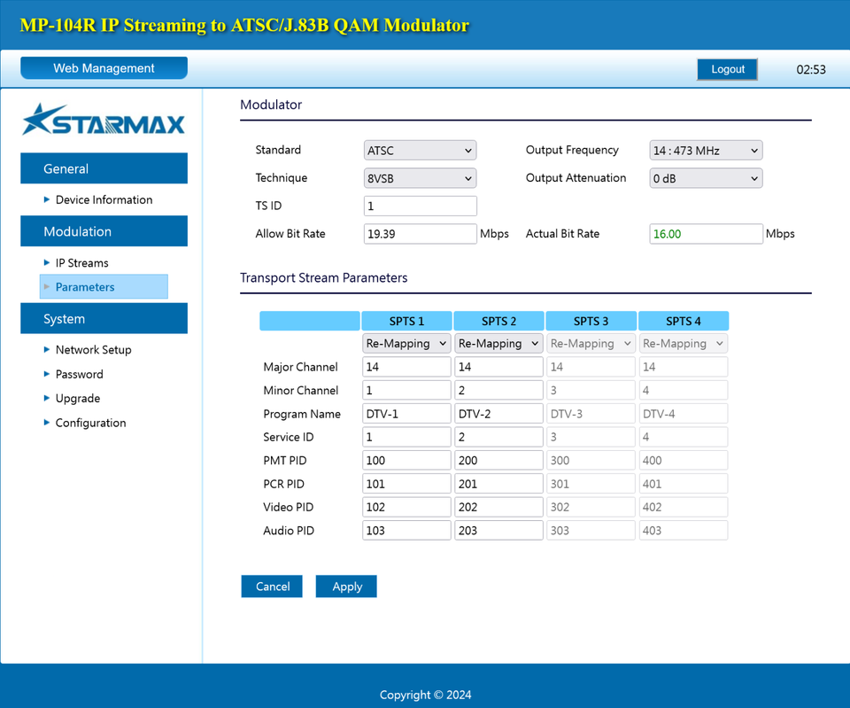 StarMax IP Streaming Encoder MP-200 and ATSC/QAM Modulator MP-104R Bundle | eBay
