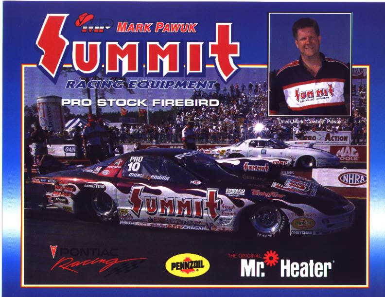 1999 Mark Pawuk Summit "2nd issued" Pontiac Firebird Pro Stock NHRA postcard | eBay