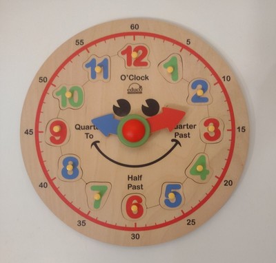 Educo Happy Hour Clock, Kid's Educational Wooden Toy Clock | eBay