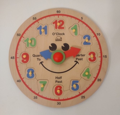 Educo Happy Hour Clock, Kid's Educational Wooden Toy Clock | eBay