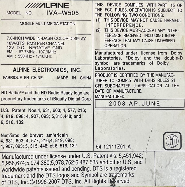 Alpine IVA-W505 6.5 inch Car DVD Player for sale online | eBay