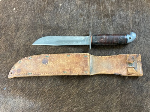 Western Boulder CO Vintage Fixed Blade Knife Hunting Dagger & Leather ...