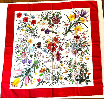 GUCCI Scarf Silk Flower Insect Logo Floral Pattern Unused From Japan | eBay