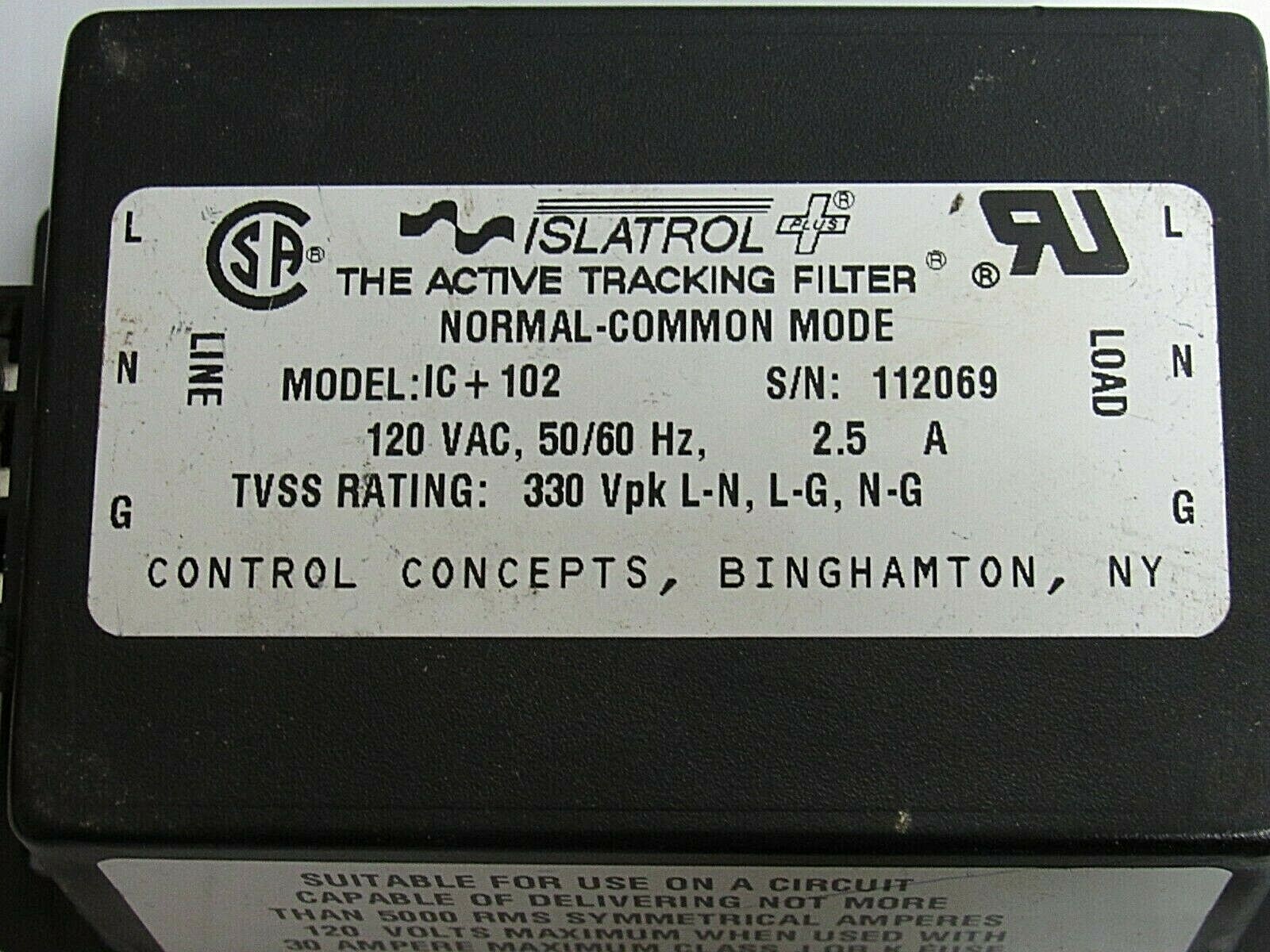 (3) CONTROL CONCEPTS ISLATROL PLUS ACTIVE TRACKING FILTER IC+102 IC102 ...