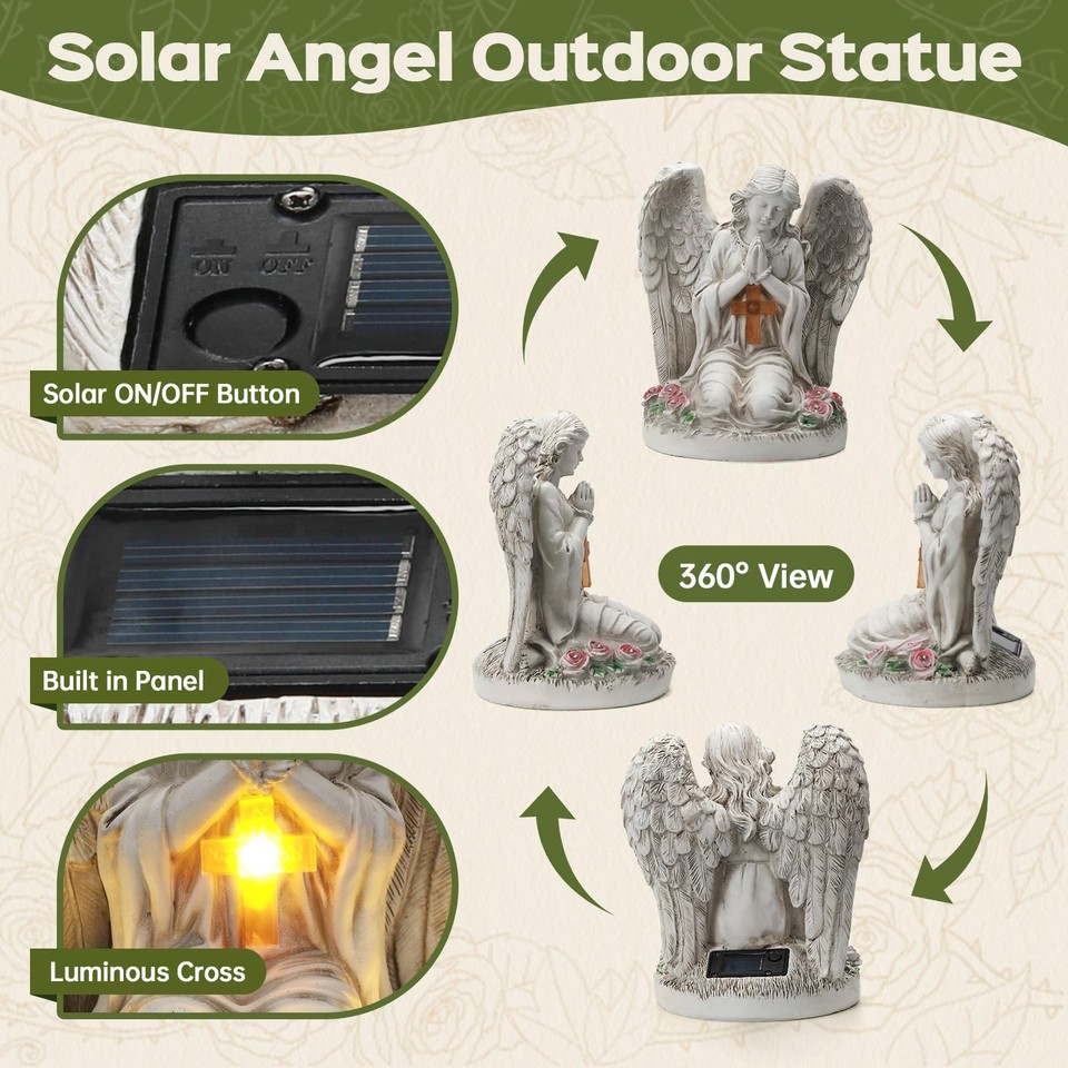 Elegant Solar-Powered Angel Garden Statue for Outdoor and Cemetery ...