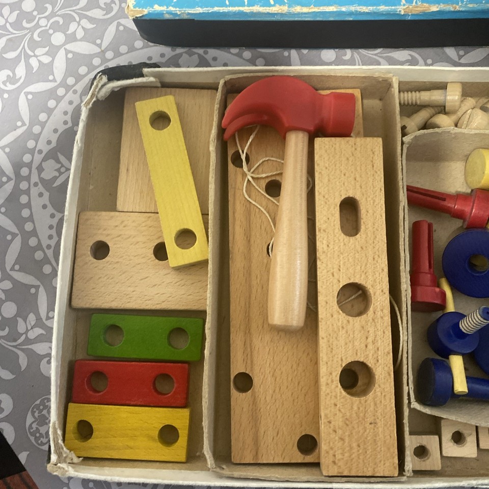 Wooden Toy Kids Tool Set/Kit- Tool Box Construction - | eBay UK