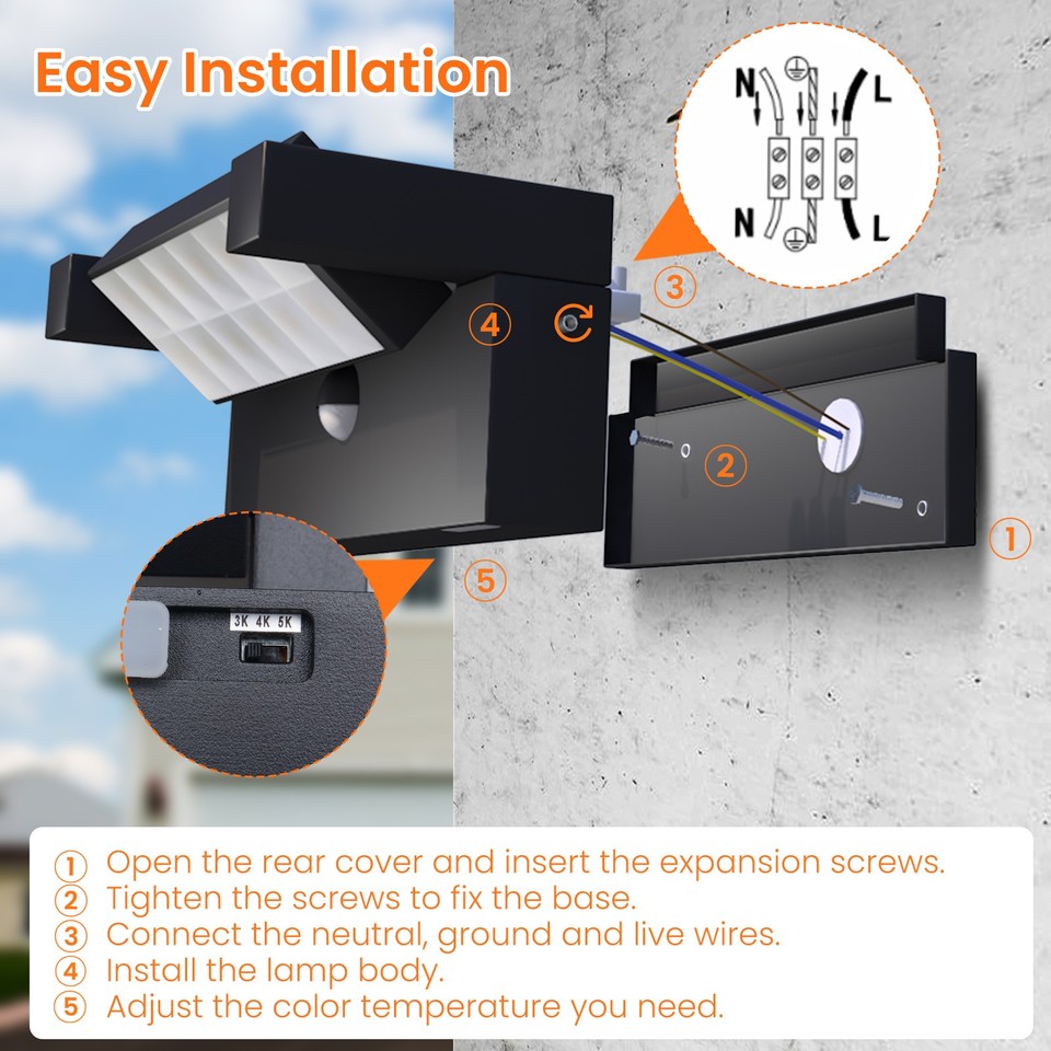 LED Up Down Wall Light PIR Motion Sensor Outdoor GU10 Stainless steel ...