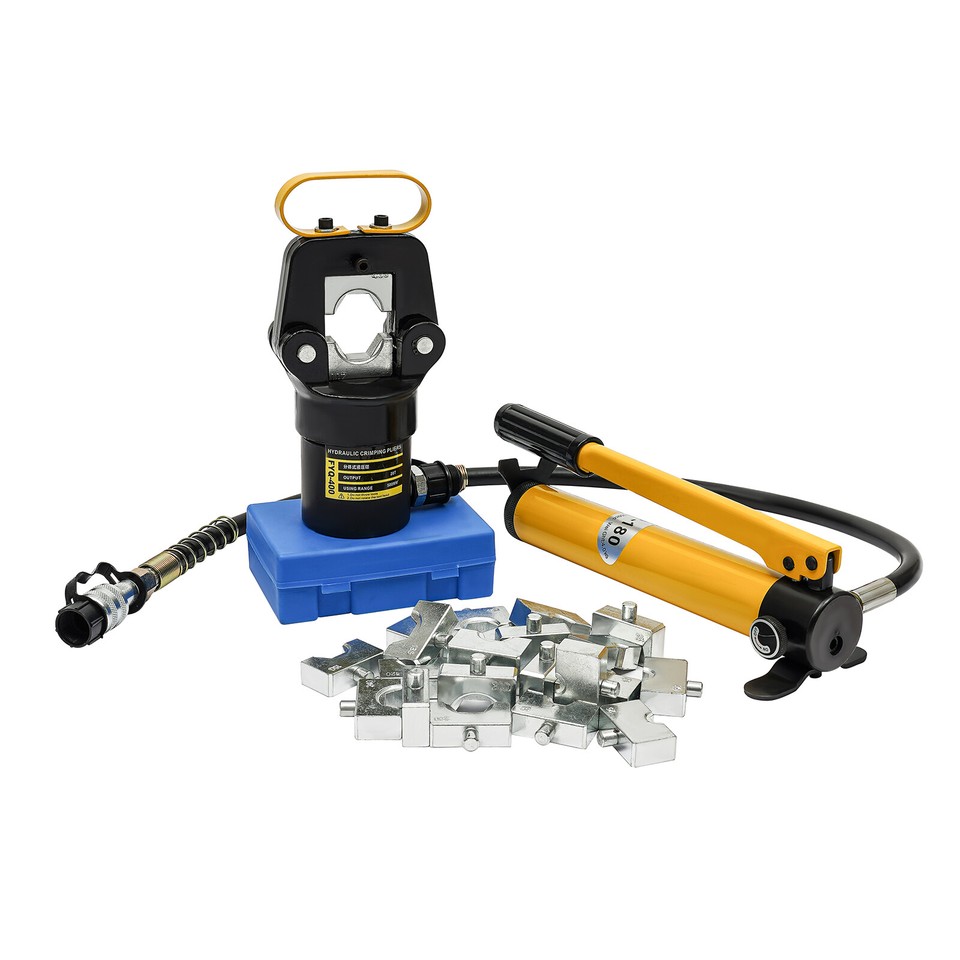 20T Hydraulic Crimper Crimping Tool w/ Pump Dies Cable Wire Hose Lug ...