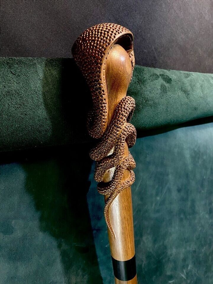 Snake Walking Stick Cobra Walking Stick Cane Wooden S… - Gem