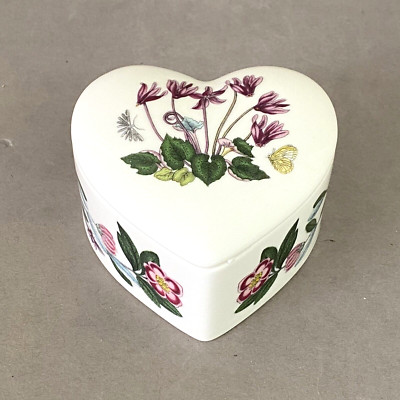NWT Portmeirion Botanic Garden Mini Heart Treasure Trinket Box Cyclamen ...
