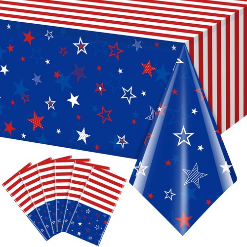 6Pcs Patriotic Tablecloths for 4th of July Decorations,Red White Blue ...