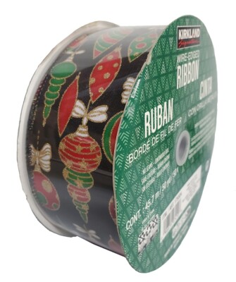 Kirkland Signature Wire Edged Black Ornament Ribbon 50 yard x 2.5 inch ...
