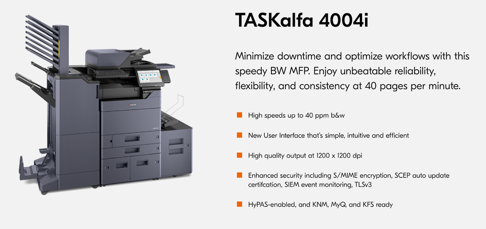 KYOCERA TASKalfa 4004i MFP Scanner Copier Printer (Docuprocessor not ...