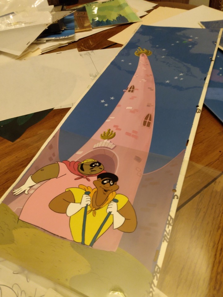 Vintage FAT ALBERT animation Cel background panoramic art TV show Brown ...