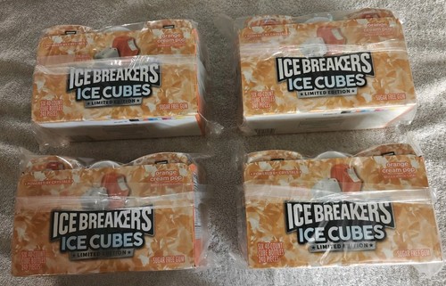 (4) 6 Ice Breakers Ice Cubes ORANGE CREAM POP Sugar Free Gum 40 ct BB 2 ...