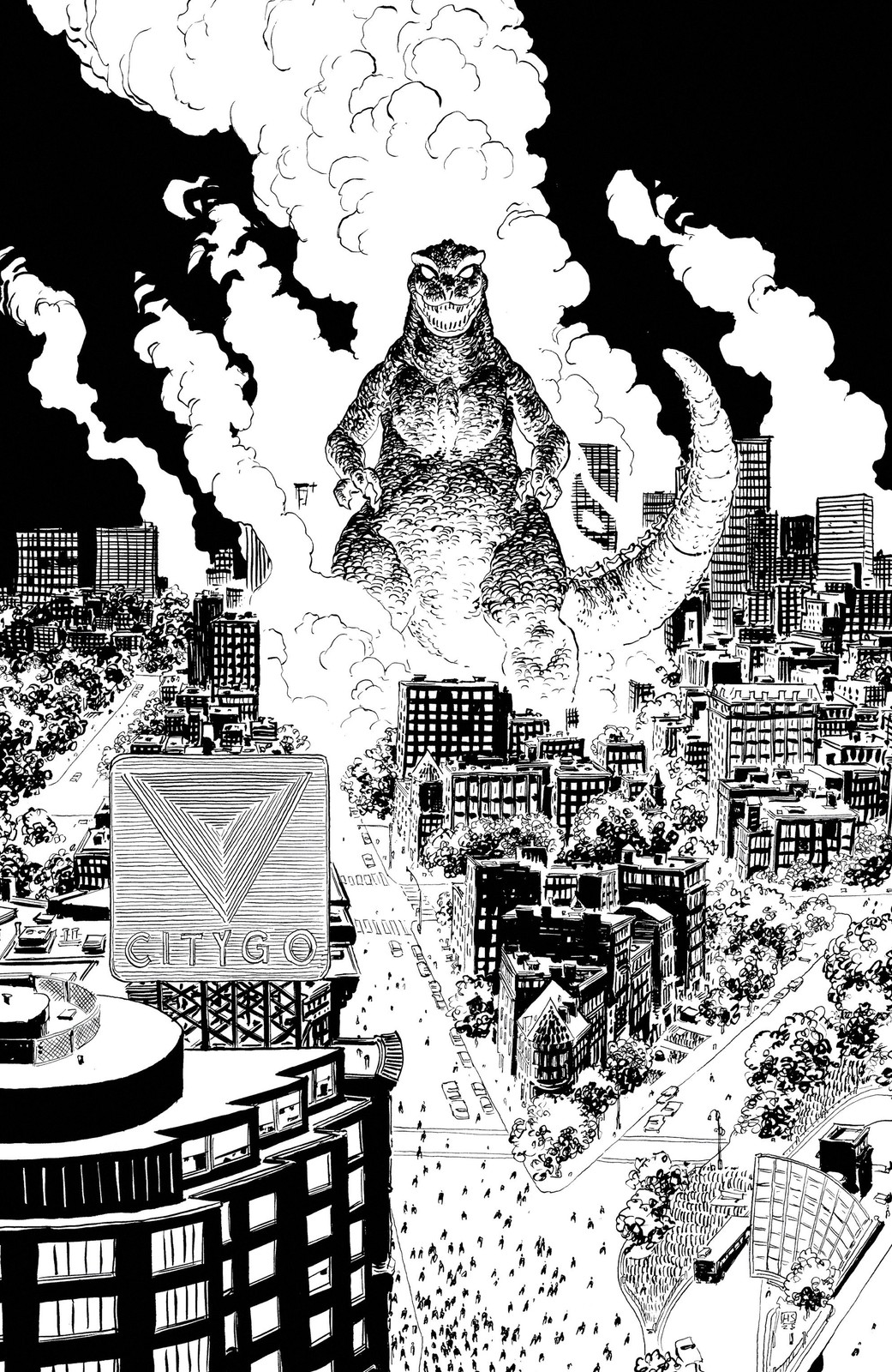 Godzilla Vs. America: Boston Variant 1:50 (Sherman B&W Full Art) 6/9/25 ...