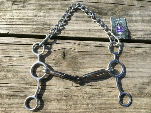 Reinsman Jr. Cow Horse Bit 5" SI Jointed Twisted Wire Mouth Curb Chain ...