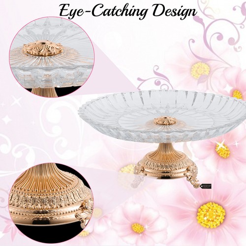 Matashi Rose Gold Plated Decorative Crystal Cake Plate,Round Serving ...