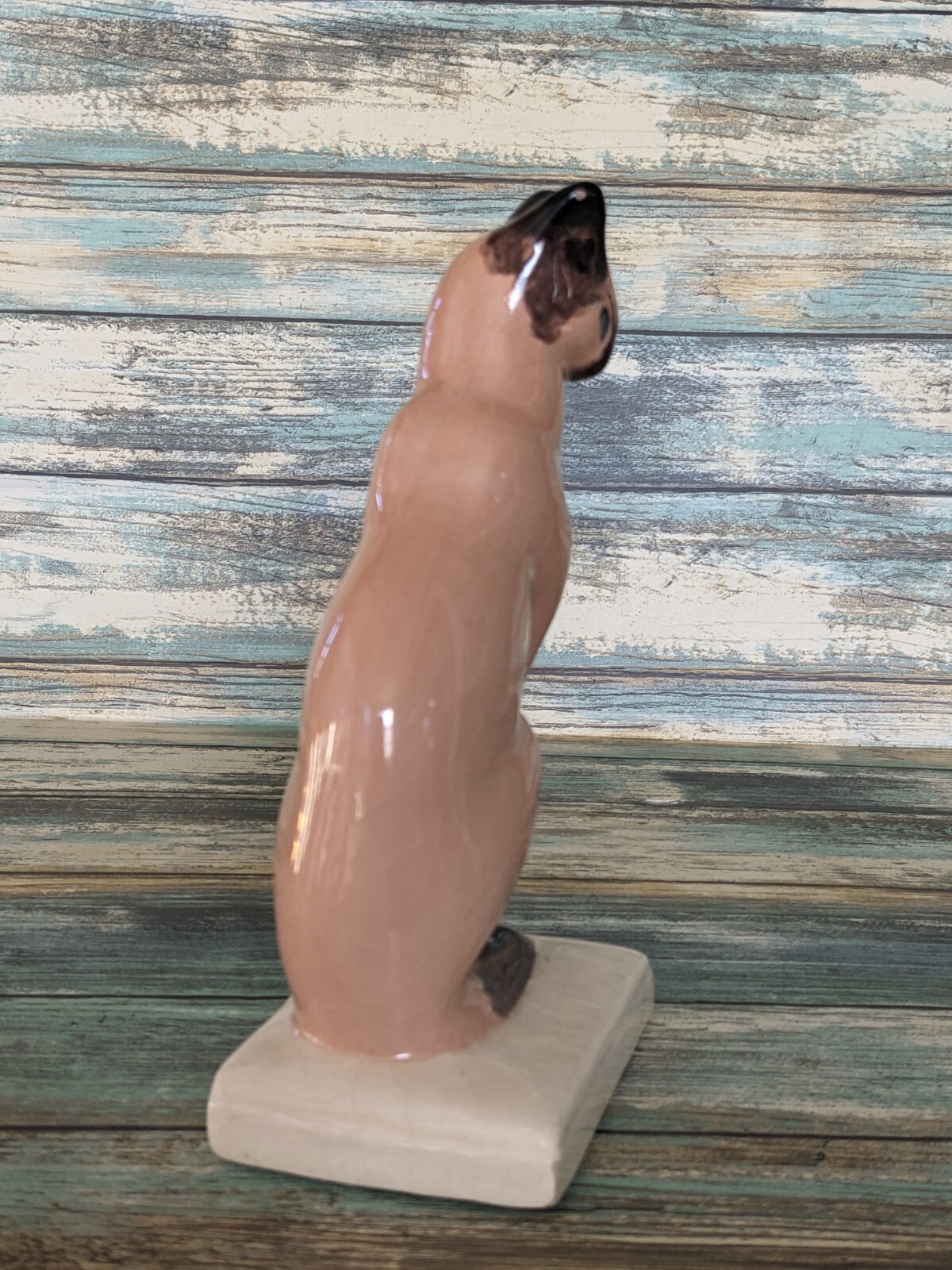 Vtg Tall Stylized Siamese Cat Statue Ceramic Mid-Century Pottery | eBay