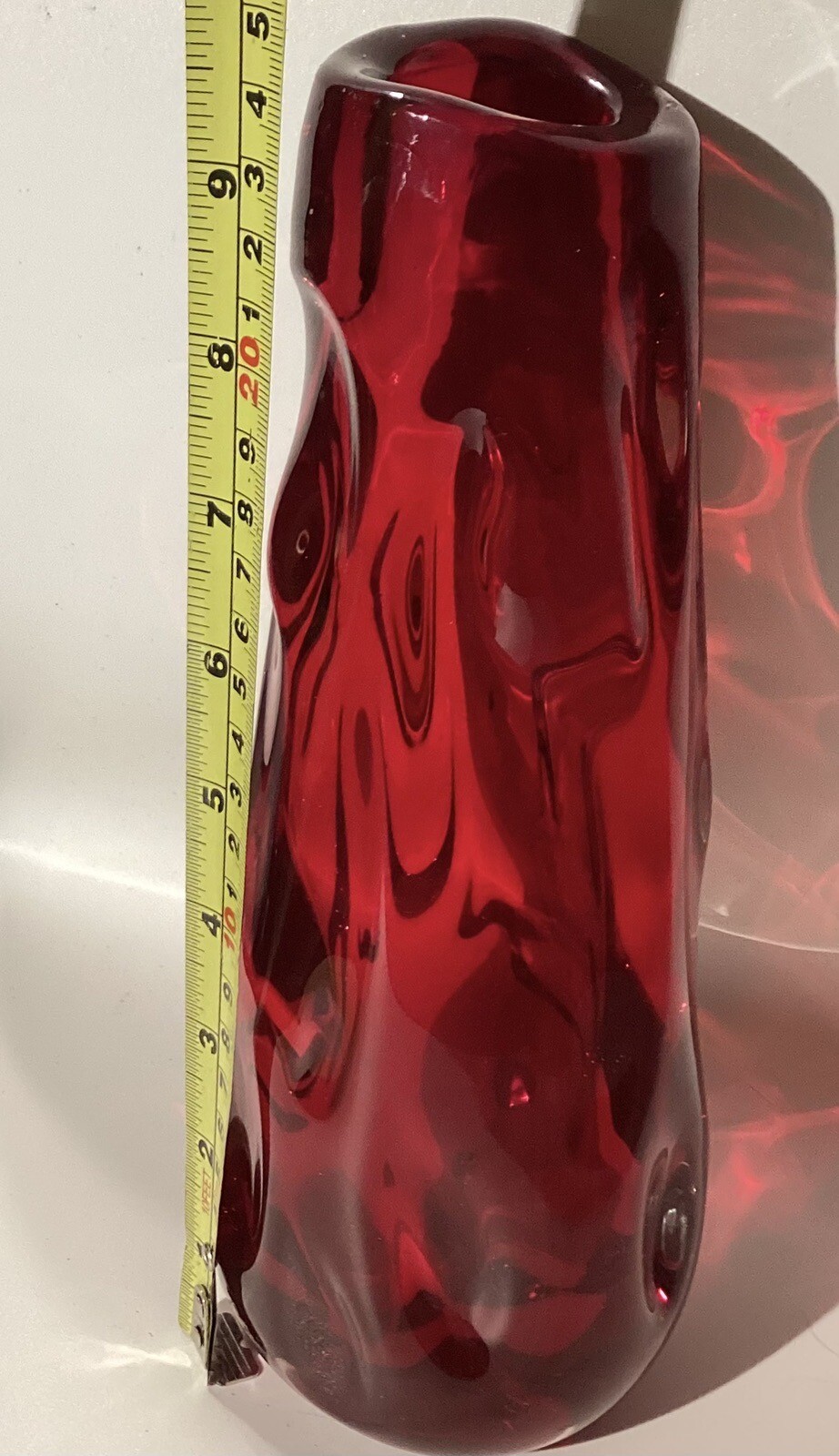 Vintage Large Heavy Ruby Lampbase Knobbly Vase | eBay