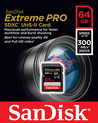 SanDisk 64GB SDXC Extreme Pro UHS-II U3 300MB/s 4K Class 10 SD Card ...