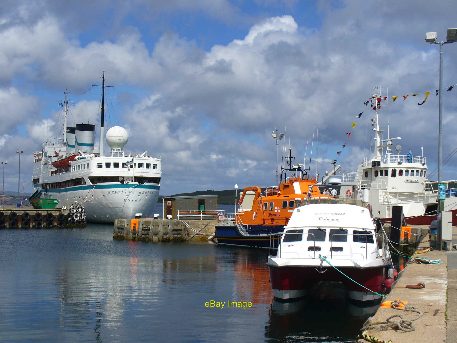Photo 6x4 Lifeboat Pier, Lerwick Catamaran and lifeboat moored in the ...