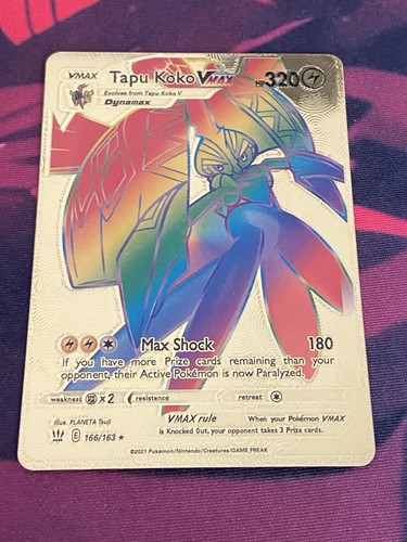 Pokémon Rainbow Tapu Koko VMAX Gold Foil Fan Art Card | eBay