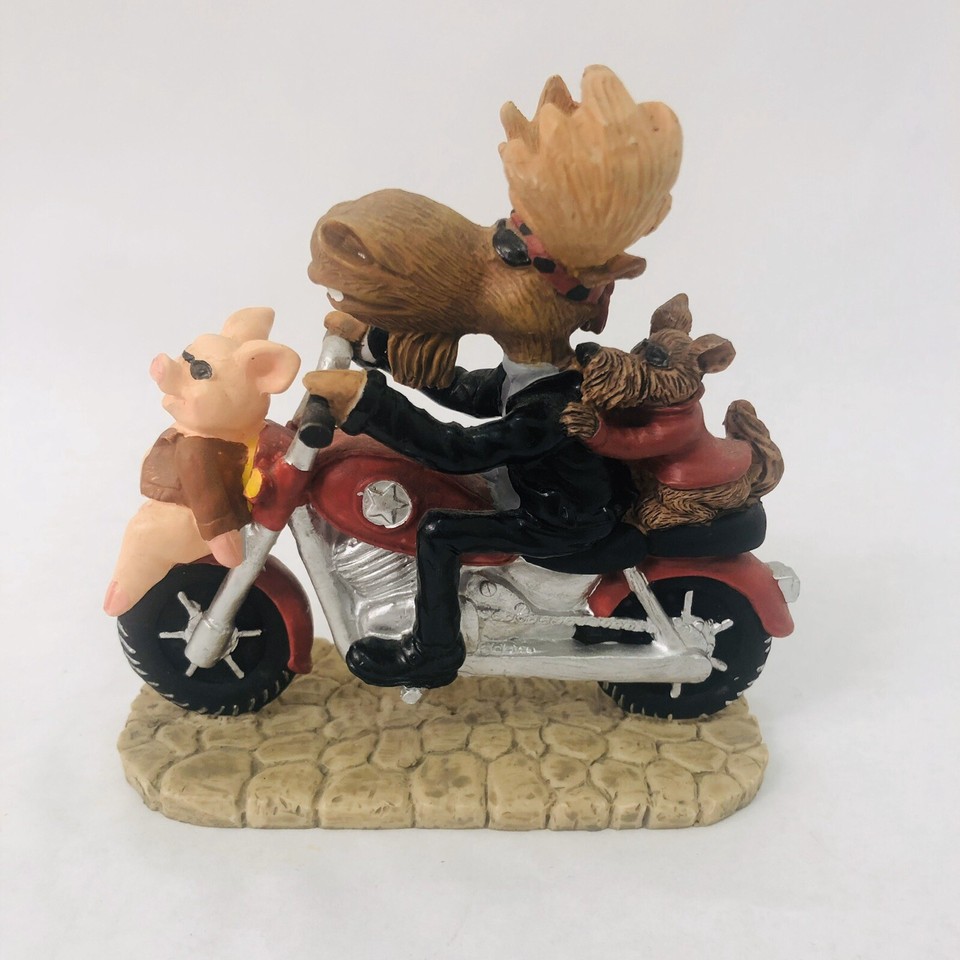 Biker Moose Hog Dog Biker Friends Motorcycle Riding Pig Figure Statue ...