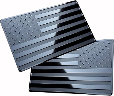 2PCS Metal USA Black Flag Sticker American Car Truck Decal Emblem ...