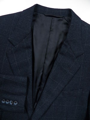 HICKEY FREEMAN MENS 50 40 R BLAZER TWEED CASHMERE WOOL BLUE CHECK MADE ...