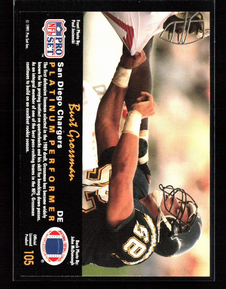 1991 Pro Set Platinum #105 Burt Grossman UER San Diego Chargers | eBay
