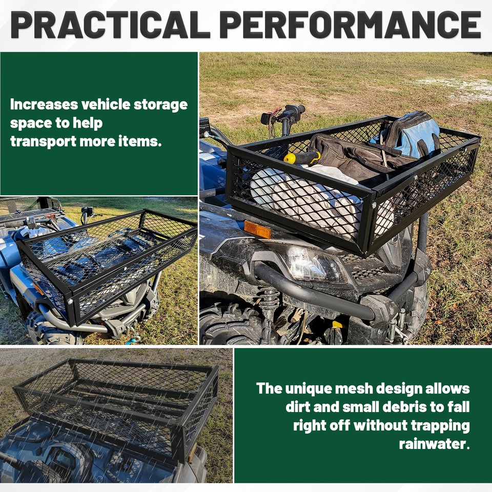 Front Cargo Basket Rack Storage Carrier Kit For ATV Universal Steel ...