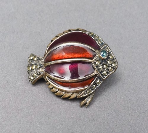 Judith Jack Vintage Sterling 925 Silver Enamel & Marcasite Fish Pin ...
