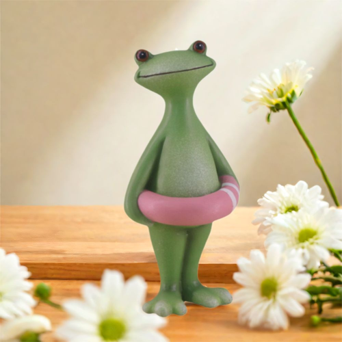 Funny Surfing Frog Statue Cute Style Swimming Frog Figurine Beach House ...