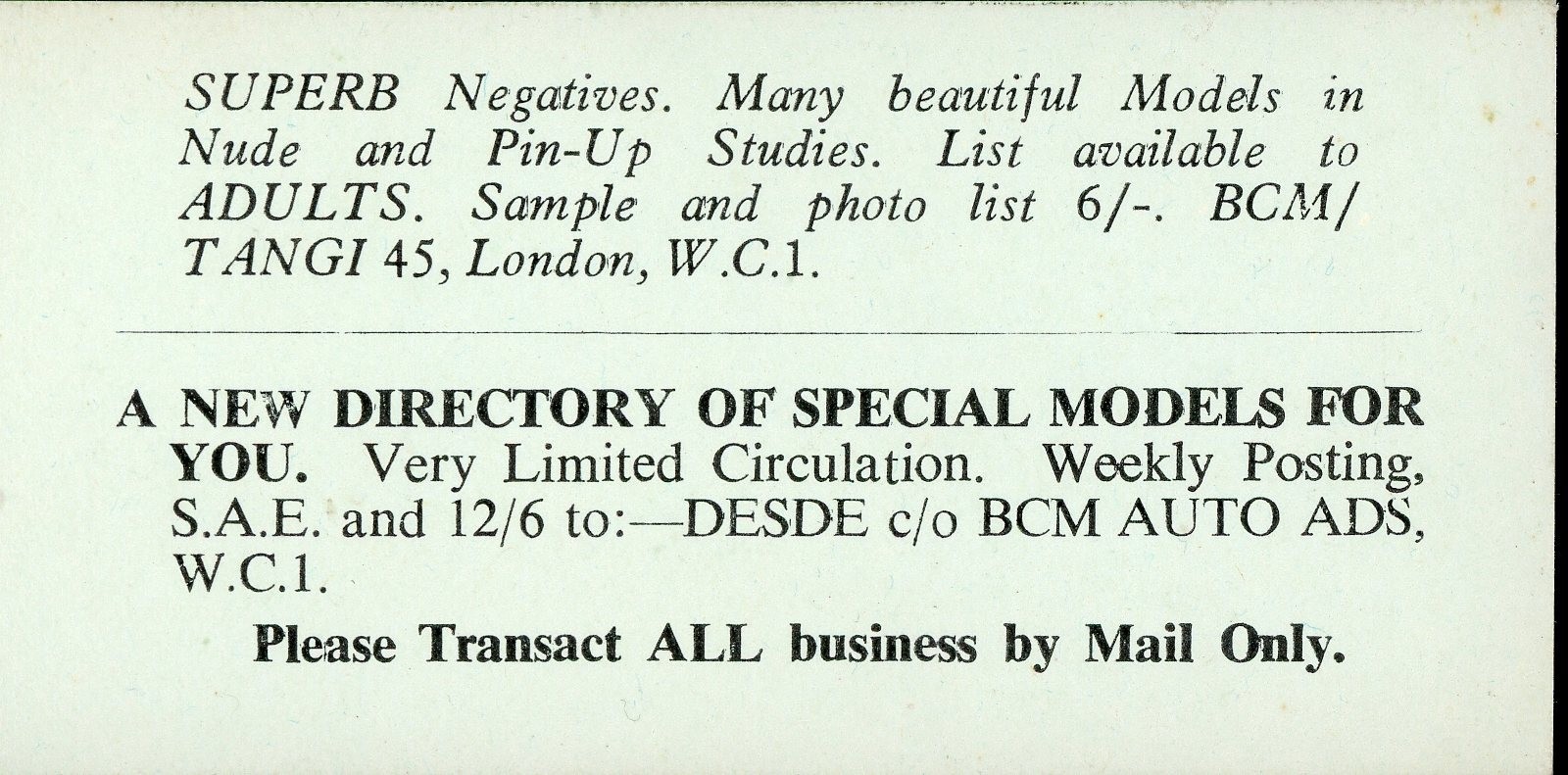 Original Vintage Advert Card Found In Soho Telephone Boxes.Pin-up ...