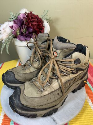 Merrell Pulse II Mid Oden Taupe Leather Walking Trail Shoes Men's EU 42 ...