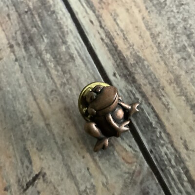 Signed JJ antique copper smiling frog tack pin | eBay