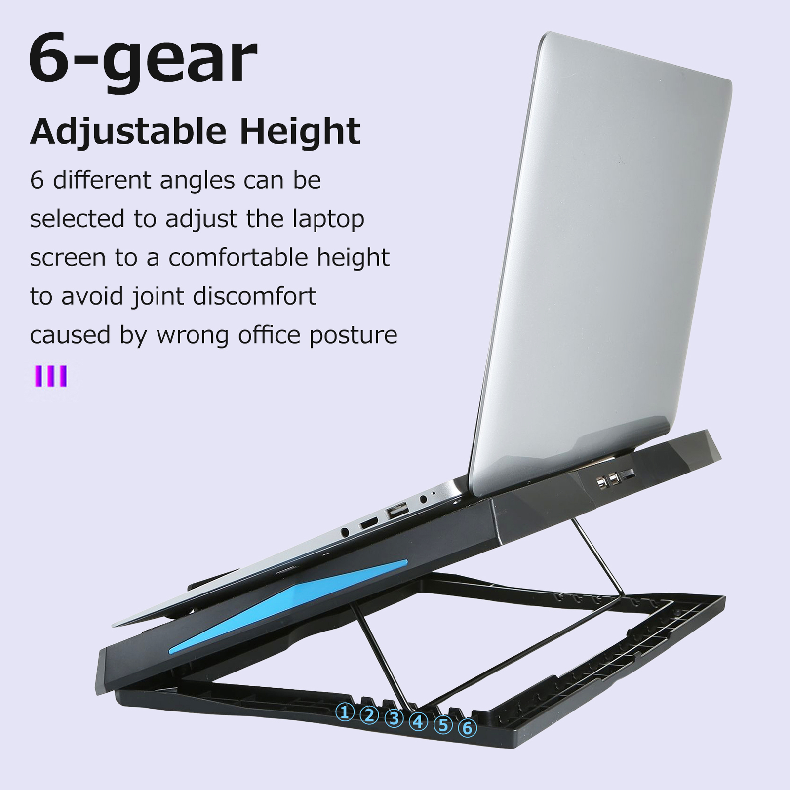 Foldable Laptop Cooler 6-fan Laptop Cooling Stand Low Noise with 6 ...