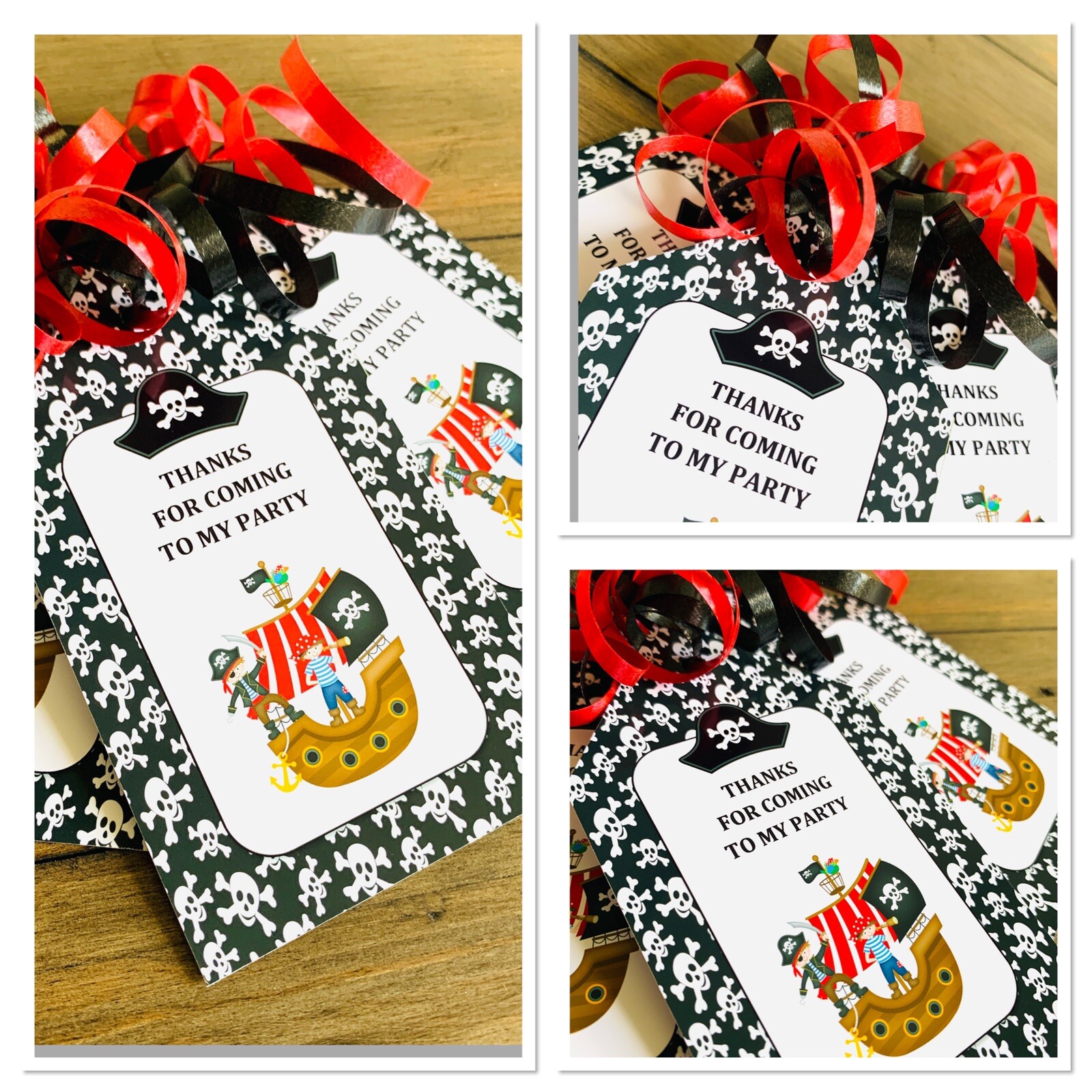 10 Personalised PIRATE Favours party bag tags swing tags gift labels ...