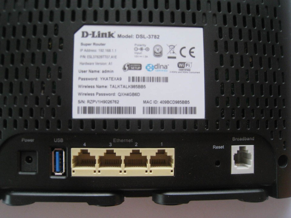 TALK TALK SUPER ROUTER MOD DSL-3782 | eBay UK