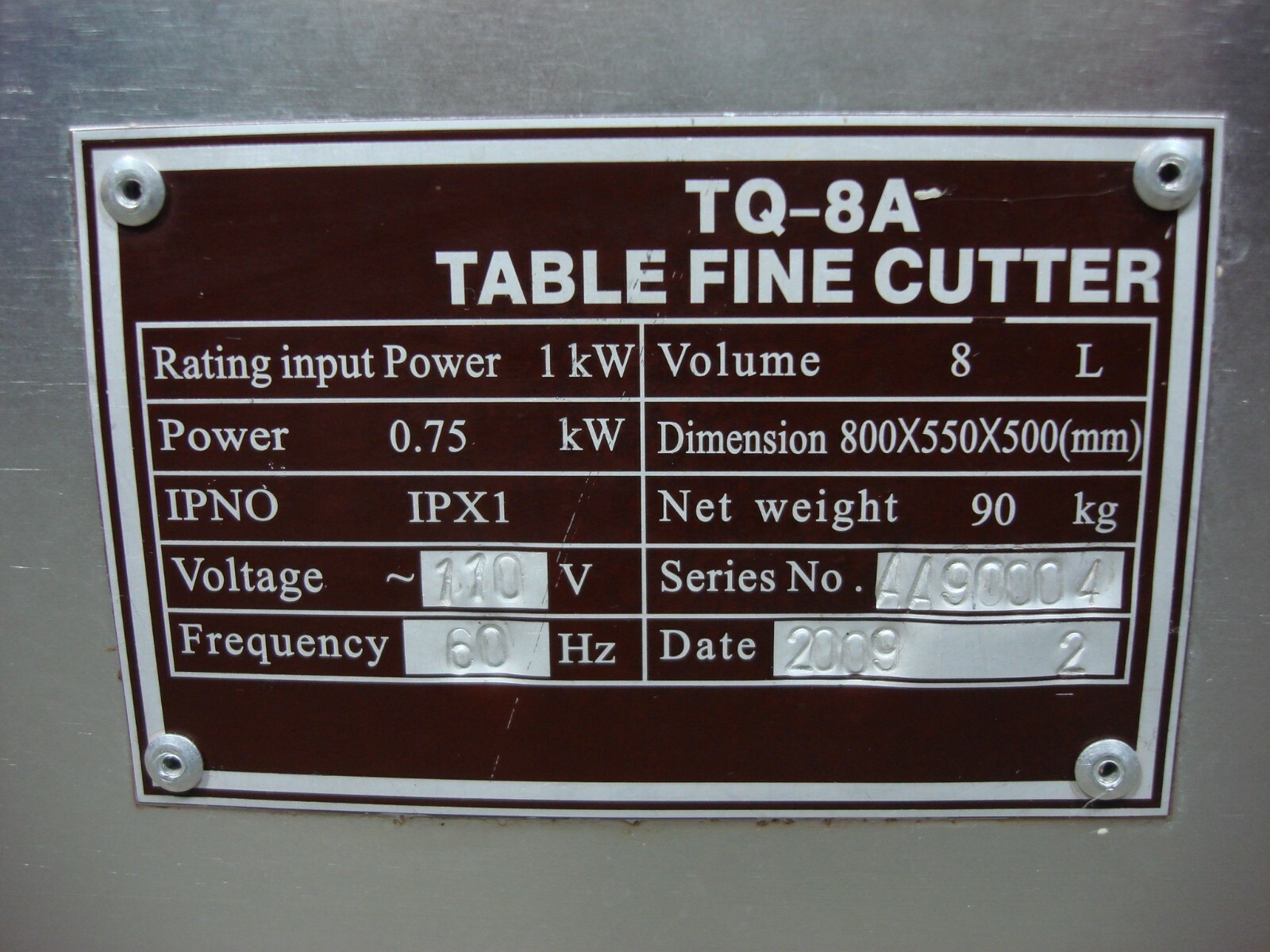 Omcan TQ-8A 8L Bowl Table Fine Cutter Professional Commercial Buffalo ...