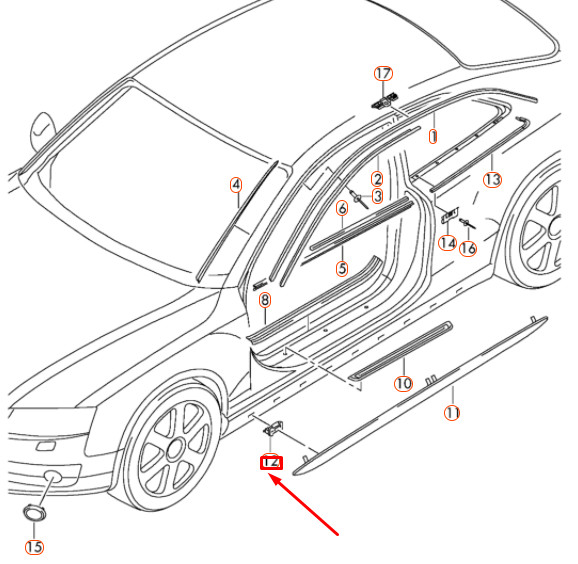 Original Audi A4 2008-2015 A5 2008-2017 Balancín moldura clip 1x ...
