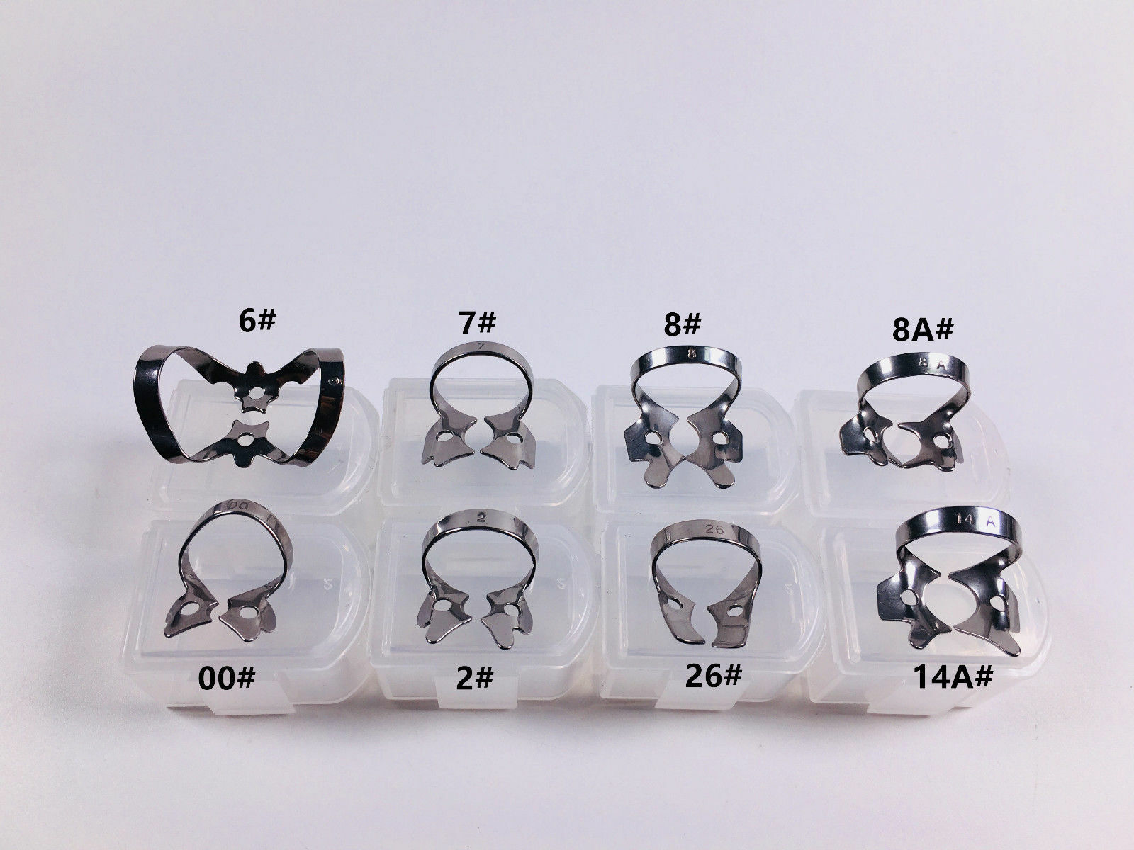 Set of 8 Dental Rubber Dam Clamp instrument 8 Sizes 6# 7# 8# 8A# 00# 2 ...